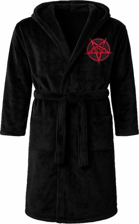 Spass Kostet Bademantel mit Kapuze 666 satan devil Herren Damen schwarz goth emo black metal
