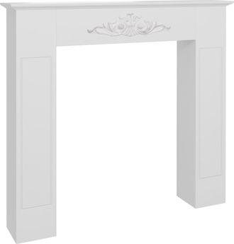 HOMCOM Kaminumrandung Kaminumrandung Dekorrahmen für Elektrokamin 101 x 19 x 100 cm Massivholz weiß