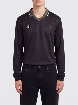 Fred Perry Lang&auml;rmeliges V-Ausschnitt-Polo aus Baumwollmischung mit gesticktem Logo