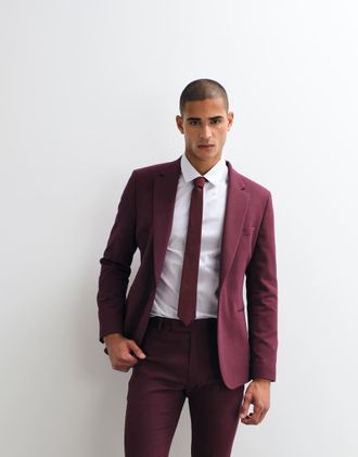 Asos Veste de costume ajust&eacute;e - Bordeaux-Rouge