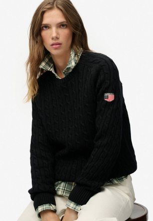 Superdry Strickpullover SLOUCHY CABLE KNIT Baumwolle, loose fit