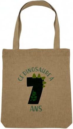 Fabulous Sac Shopping Tote Bag Aspect Lin - Ce Dinosaure &Agrave; 7 Ans Anniversaire Celebration Enfant Cadeau - Sac de Courses Toile Epaisse 360g Beige Naturel Cabas