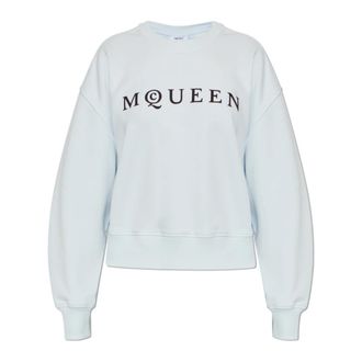 Alexander McQueen Logo-Sweatshirt mit samtigem Finish - - Sweatshirts & Hoodies - Damen - Blau - L