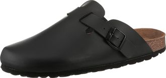 Man's World Clog MANS WORLD, Herren, Gr. 43, schwarz, Lederimitat, Schuhe Clog, Sandale, Hausschuh mit Tieffu&szlig;bett