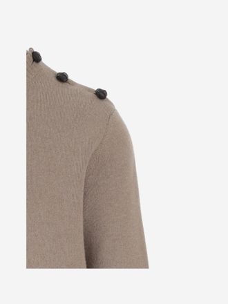 Bottega Veneta Mens Wool Sweater With Zip And Pocket Beige