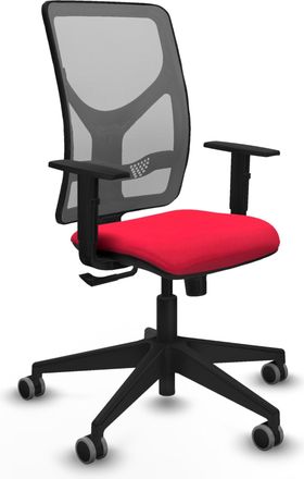 Piqueras y Crespo Computerstuhl mit 1D-Armlehnen, h&ouml;henverstellbare Lendenwirbelst&uuml;tze, ausgestattet mit 3 Positionen und Schneideschaum, Grau/Rot