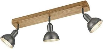 Trio Delhi 3 spot petit e14 attaque en bois et m&Eacute;tal couleur antique nikel 803400367