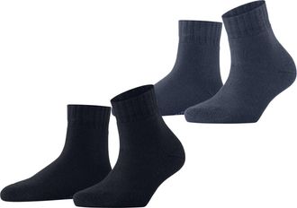 Esprit Damen Socken Plush W Sso Baumwolle einfarbig 2 Paar, Blau Marine Blueberry Peel 0040, 35-38