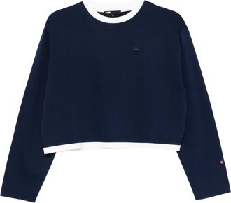 Maje long-sleeve logo-embroidered top - Blau