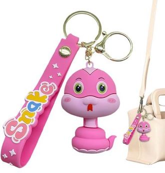 Generic Porte-cl&eacute;s &agrave; breloque serpent, porte-cl&eacute;s serpent de dessin anim&eacute; - Pendentif porte-cl&eacute;s animal pour sac &agrave; dos | Porte-cl&eacute;s avec pendentif porte-bonhe