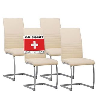 Albatros-Moebel Chaise Cantilever Murano Lot de 4 chaises, Beige, test&eacute; par SGS