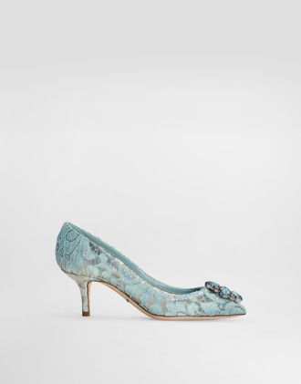 Dolce & Gabbana Lace Rainbow Pumps With Brooch Detailing - Frau Pumps Und Slingbacks Hellblau Spitze 40.5