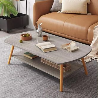 Generic Moderner Couchtisch Für Das Wohnzimmer, Couchtisch Aus Massivholz Mit Ablagefläche, Ovaler Mitteltisch Mit Holzakzent, Cocktail-beistelltisch Für Das 