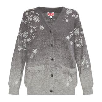 Kenzo Cardigan mit Perlen - - Knitwear - Damen - Grau - M