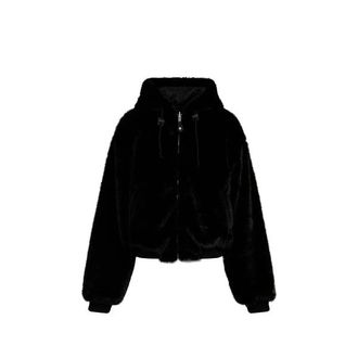ERL Veste droite &agrave; capuche effet fourrure