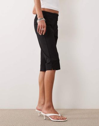 Abercrombie & Fitch Corsaire en bengaline &agrave; taille haute - Noir
