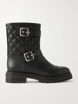 Aquazzura Bottines En Cuir Matelass&eacute; &Agrave; Boucles Liam - Noir