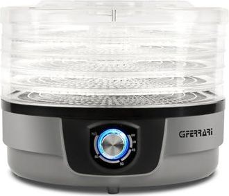 G3Ferrari G10197 Trockner, 250 W, Dörrgerät, 5 abnehmbare rotierende Tabletts, einstellbare Temperatur, BPA-freie Tabletts, einfache Reinigung, Höhe verstellbar