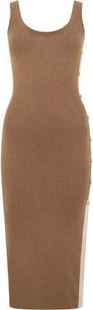 Elisabetta Franchi Femme, Robes, Brun, Taille: 38 FR Robe en maille avec bandes en viscose brillante