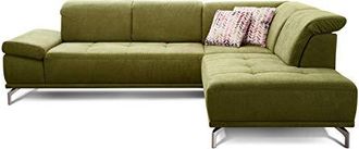 Cavadore Cavadore Ecksofa Carly mit Federkern, L-Form Sofa mit Kopfteilfunktion und Sitztiefenfunktion im Design, 273 x 81 x 234, Webstoff grün