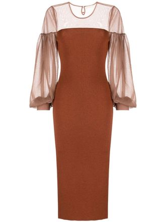 Ulla Johnson robe nervurée Milla à empiècement transparent - Orange