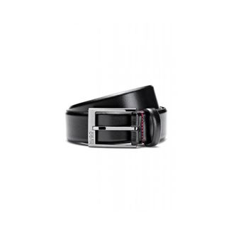HUGO BOSS Italienischer Lederg&uuml;rtel mit polierter Gunmetal-Hardware - - Accessories - Herren - Schwarzk - 95 CM
