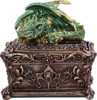 Nemesis Now Guardian of the Hoard Dragon on Box 13cm, Resin, Bronze, Cast in the Finest Resin, Expertly Hand Painted