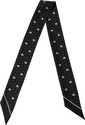 Dolce & Gabbana Silk DG Logo Scarf - Black