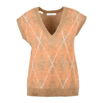 Selected V-Ausschnitt-Weste - - Knitwear - Damen - Braun - S
