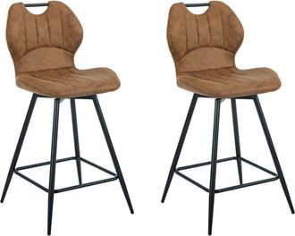 M&S Collection Lot de 2 chaises de bar 47x50x95 cm en tissu marron - LORYX