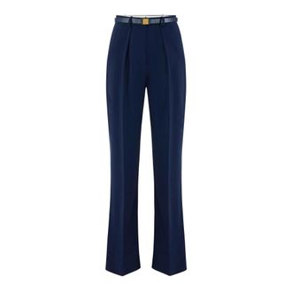 Elisabetta Franchi Hose aus leichtem Cr&ecirc;pe-Stoff mit G&uuml;rtel - - Trousers - Damen - Blau - L