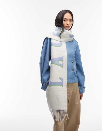 Lacoste Schal in Cremewei&szlig;