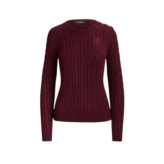 Ralph Lauren Pullover mit Zopfmuster und Rundhalsausschnitt - - Knitwear - Damen - Rot - L