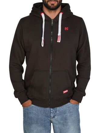 Riverso Sweatjacke Herren mit Kapuze Reißverschluss Regular Fit RIVNoah Kapuzenjacke Hoodie Kapuzenpullover Schwarz XXL, Größe:XXL, Farbe:Black-Formula Red (2