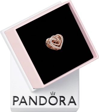 Pandora Funkelnde Verschlungene Herzen Charm in Roségold mit 14 Karat rosévergoldete Metalllegierung und Cubic Zirkonia Steinen Moments Collection