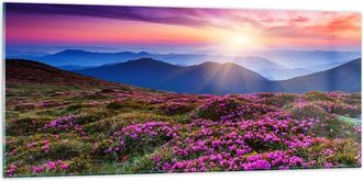 Arttor Wandbilder Dekoration Wohnzimmer Wiese Berg Himmel Landschaft Panorama Bilder auf Glas 120x50cm Glasbild Schlafzimmer K&uuml;che Wand Kunstdruck Art Gro&szlig; W