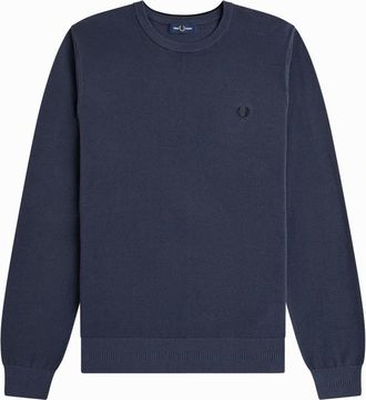 Fred Perry Leichter Rundhalspullover aus Baumwolle mit Reiskornstruktur in