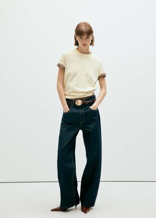Mango Pull en maille fine &agrave; rayures jaune pastel - Femme - XXS - MANGO