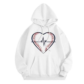 Generic 2026 Sweat &agrave; capuche d&eacute;contract&eacute; imprim&eacute; coeur pour femme, blanc, XXL
