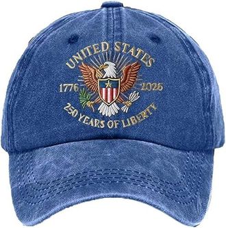Generic America 250 Casquette imprim&eacute;e unisexe d&eacute;contract&eacute;e 250e anniversaire USA chapeau patriotique 250 ans de libert&eacute;, bleu, M
