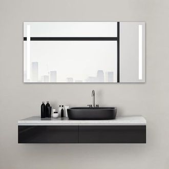 Talos Badspiegel mit Beleuchtung Light - Badezimmerspiegel 140 x 70 cm - mit hinterleuchteten Lichtausschnitten - Lichtfarbe neutralwei&szlig; - hochwertiger Alum