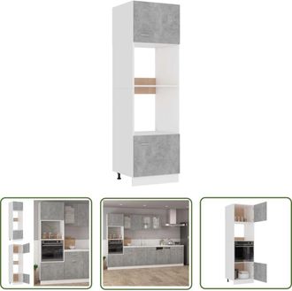 Nova The Living Store Mikrowellenumbauschrank Betongrau 60x57x207 cm Holzwerkstoff - K&uuml;chenm&ouml;bel - Schranksystem - Wohnwand - Regal
