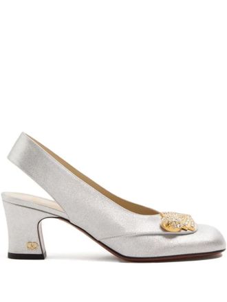 Valentino Garavani Hohe Schuhe - Adamantine Slingback Pumps In Glitter Fabric 60Mm - Gr. 37,5 (EU) - in Silber - f&uuml;r Damen
