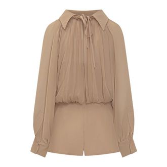 Marni Femme, Combinaisons et Ensembles, Beige, Taille: 36 FR Combinaison-short en cr&eacute;pon avec fronces