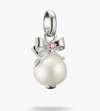 Thomas Sabo Anh&auml;nger im Weihnachtsbaumkugel-Design in Silber und Wei&szlig;