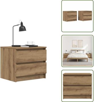 vidaXL Nachttische 2 Stk. Artisan-Eiche 50x40x43,5 cm Holzwerkstoff - Nachttisch - Nachttische - Schrank - Nachtschrank