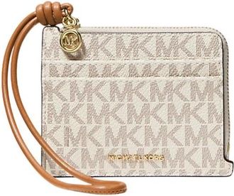 Michael Kors Femme, Accessoires, Beige, Taille: ONE Size Jet Set Small Signature Logo Card Case Wristlet