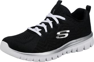 Skechers Damen Graceful-get Connected-12615 Sneakers, Black Mesh White Trim, 37.5 EU