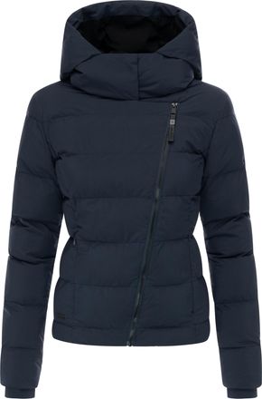 Ragwear Damen wasserdichte Winterjacke warme Steppjacke mit asymmetrischem Reißverschluss und Kapuze Harlen YOUMODO Navy Gr. XS