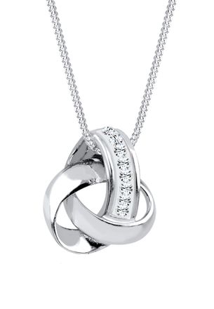Elli Halskette Silber 925 Knoten Anh&auml;nger Damen Kette Kristall, Schmuck Geschenke f&uuml;r Frauen M&auml;dchen Mama Freundin, Silberkette L&auml;nge 45cm